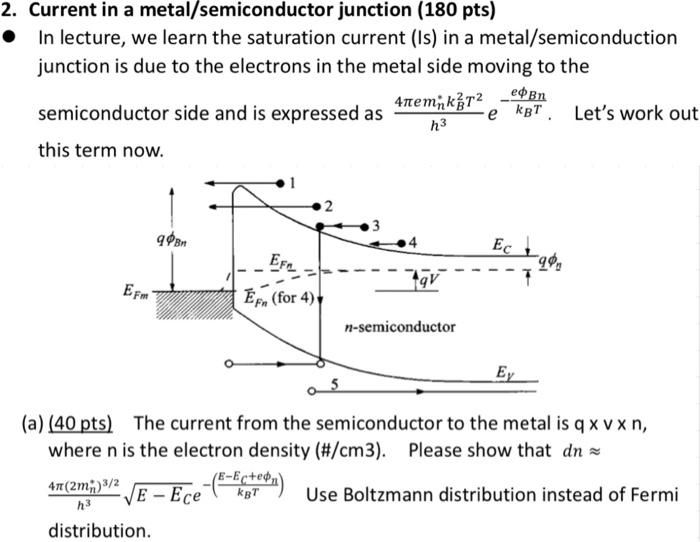 Solved 2. Current in a metal/semiconductor junction (180 | Chegg.com