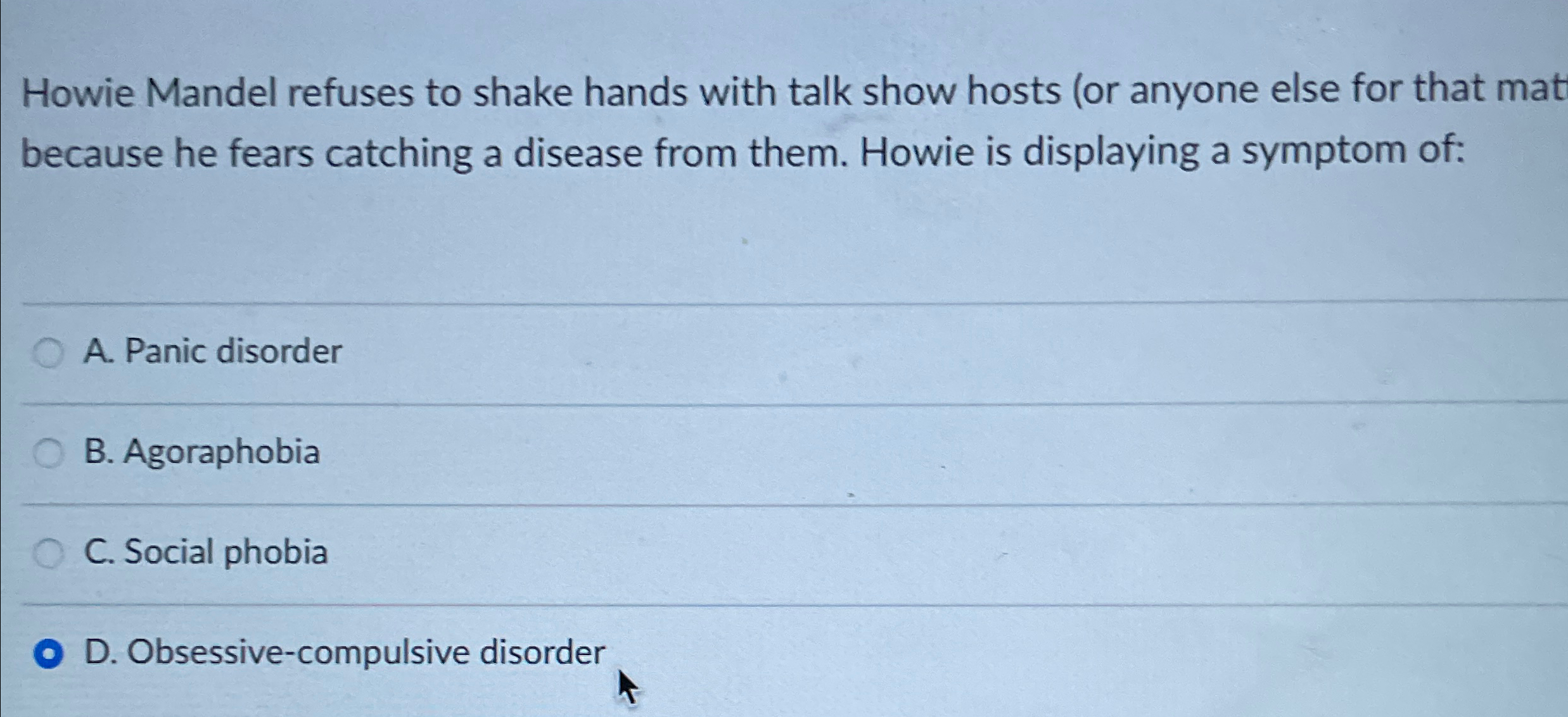 Solved Howie Mandel refuses to shake hands with talk show | Chegg.com
