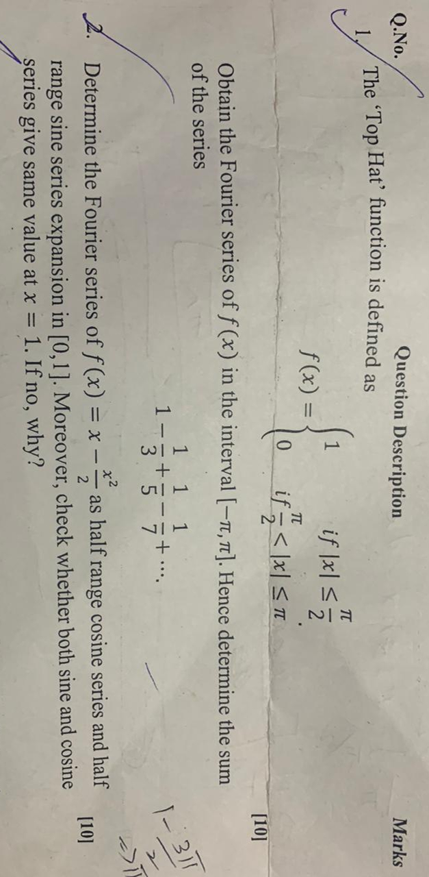 Solved Q.No.Question DescriptionMarksThe 'Top Hat' function | Chegg.com