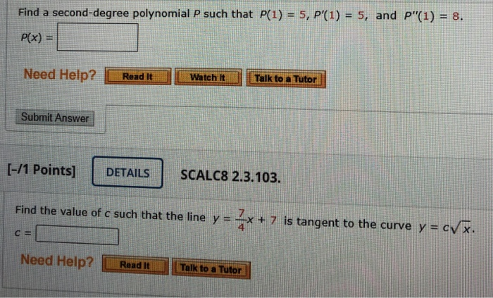 Solved Find a second-degree polynomial P such that P(1) = 5, | Chegg.com