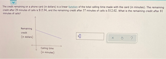 Solved The credit remaining on a phone card (in dollars) is | Chegg.com