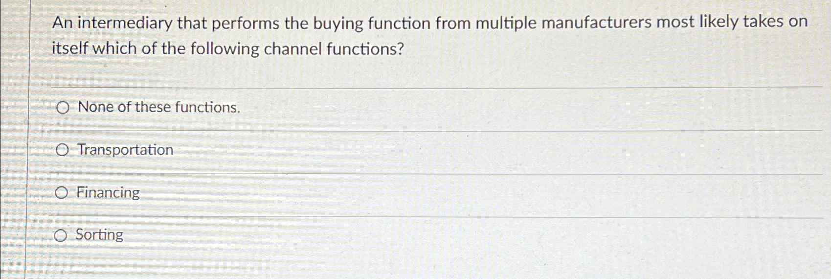 Solved An intermediary that performs the buying function | Chegg.com