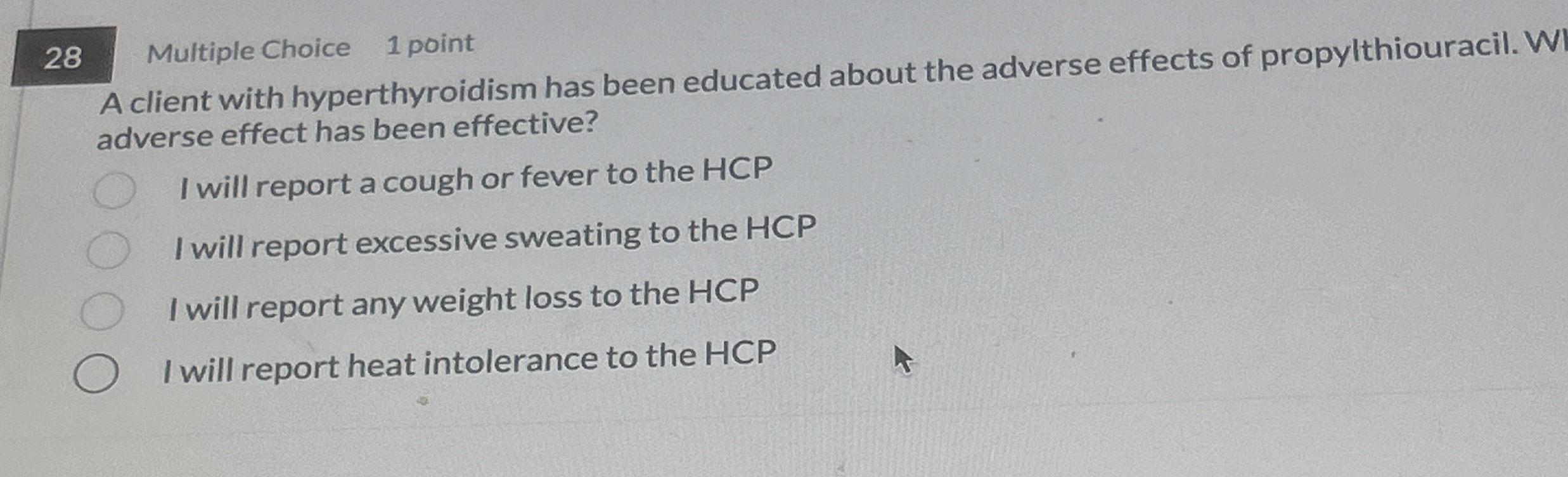 Solved 28 ﻿Multiple Choice 1 ﻿pointA client with | Chegg.com