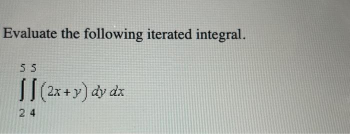Solved Evaluate the following iterated integral. | Chegg.com