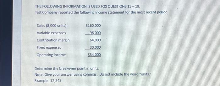 Solved THE FOLLOWING INFORMATION IS USED FOS QUESTIONS | Chegg.com