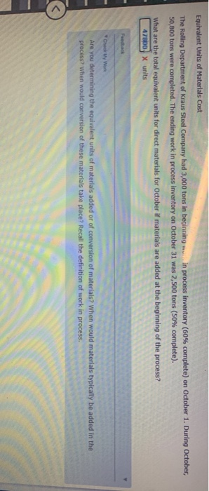 Solved Equivalent Units of Materials Cost The Rolling | Chegg.com