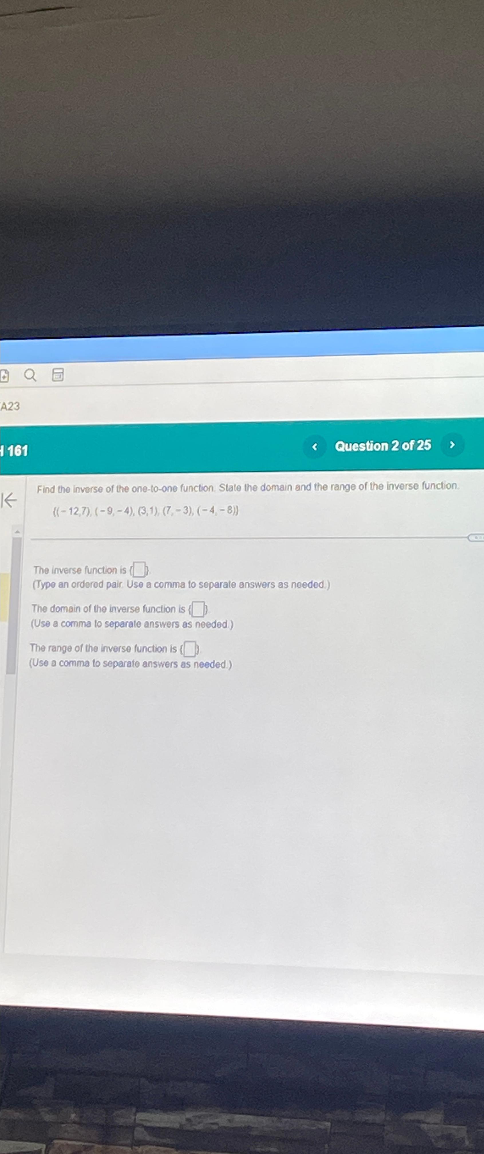 Solved Find the inverse of the one-to-one function. State | Chegg.com