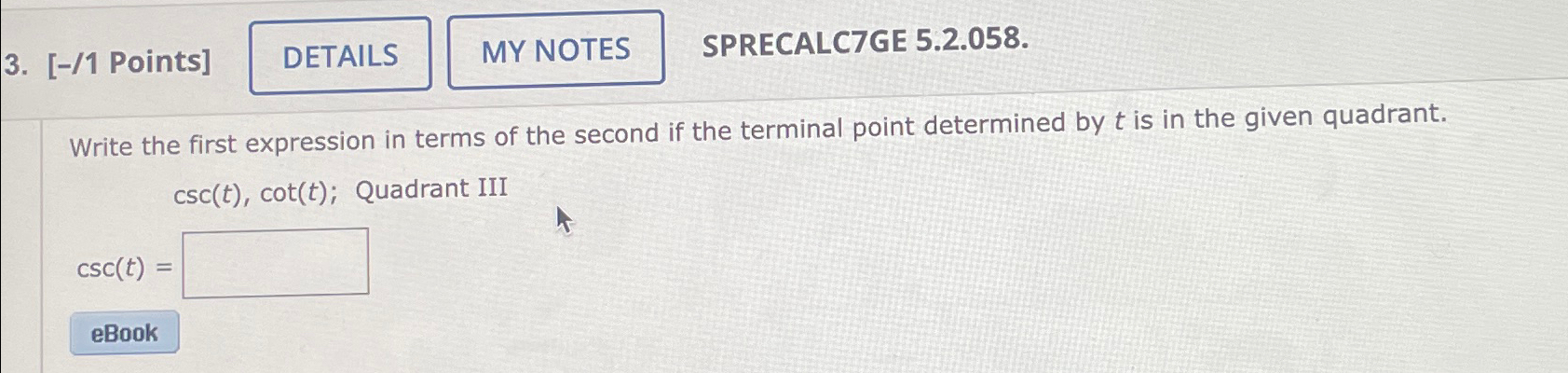 Solved Points]SPRECALC7GE 5.2.058.Write the first expression | Chegg.com