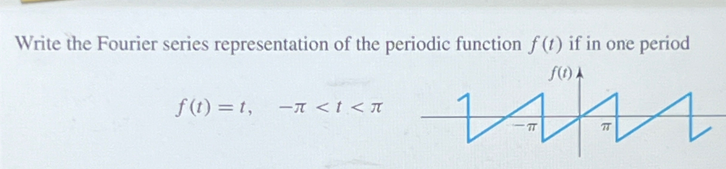 Solved Write the Fourier series representation of the | Chegg.com