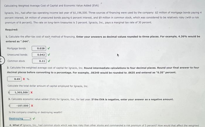 Solved Calculating Weighted Average Cost of Capital and | Chegg.com