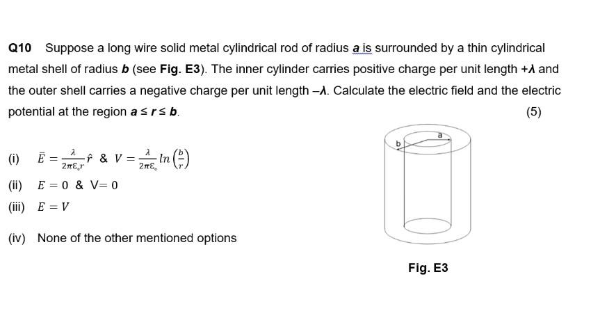 Solved Q10 Suppose a long wire solid metal cylindrical rod | Chegg.com