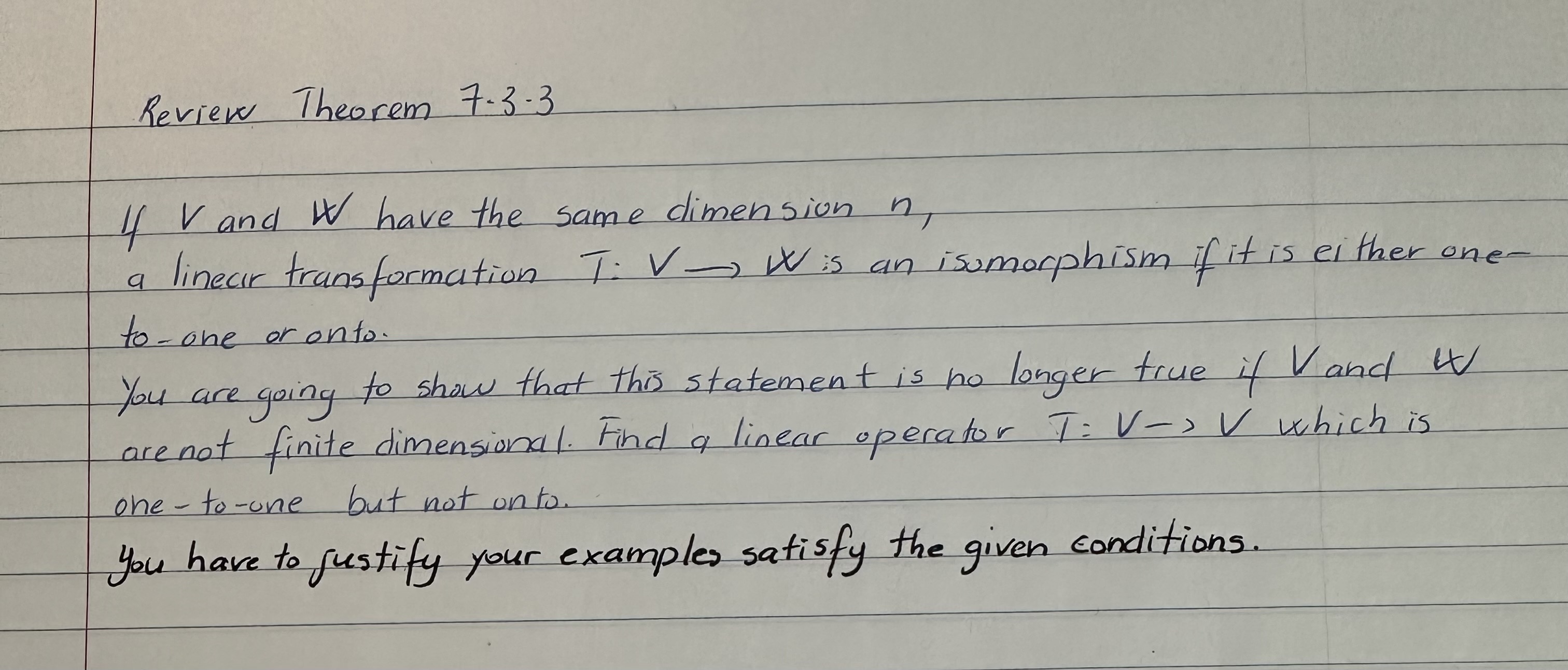 Solved Review Theorem 7*3*3If V ﻿and W ﻿have the same | Chegg.com