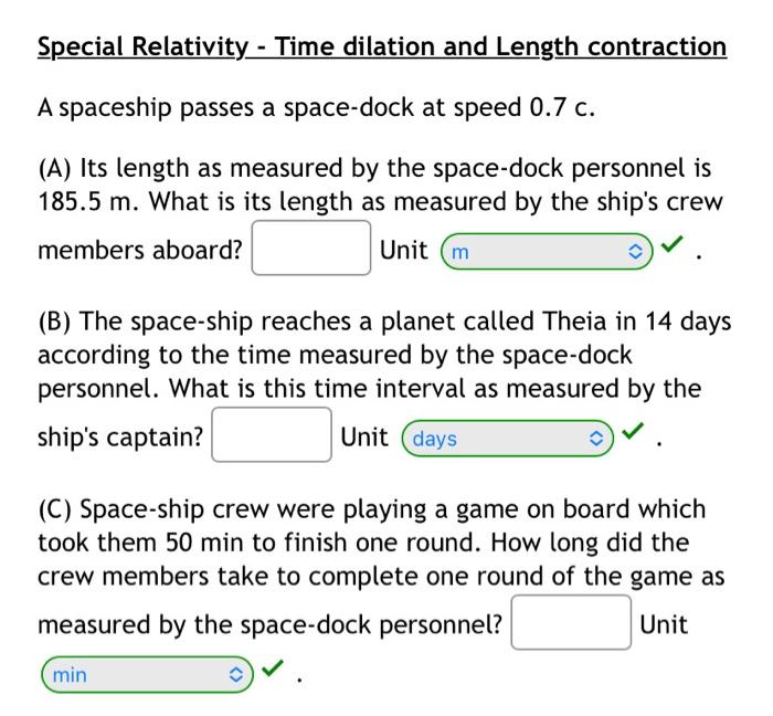 Solved Special Relativity- Time dilation and Length | Chegg.com