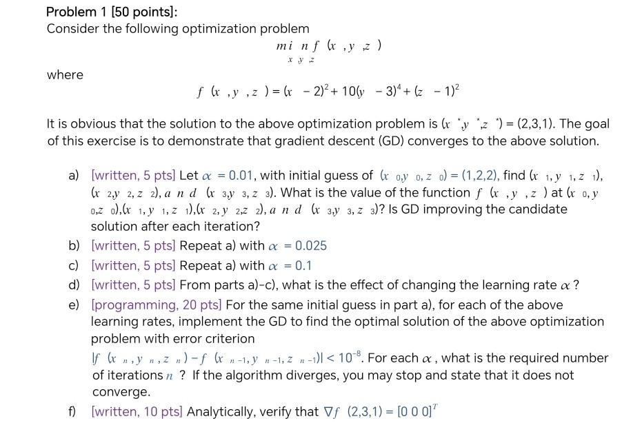 Solved Problem 1 [50 points]: Consider the following | Chegg.com