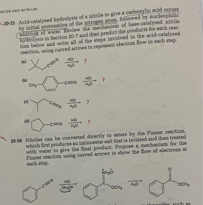 [Solved]: IDS AND NITRILES 20-25 Acid-catalyzed hydrolysis
