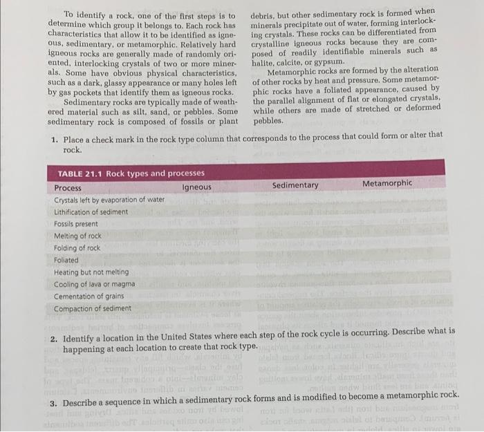 Solved Lab Exercise and Activities SECTION 7 The Rock Cycle | Chegg.com