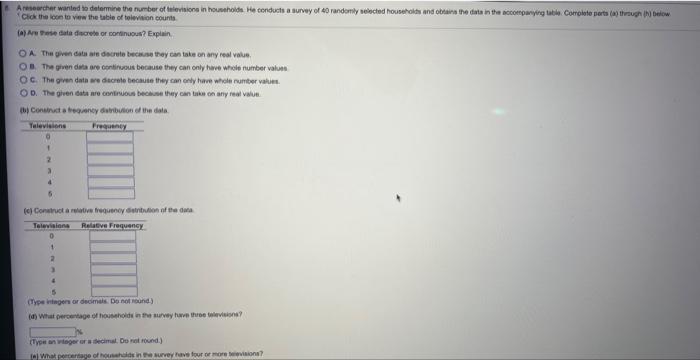 TClok the icon to vere the tabtie of televition | Chegg.com