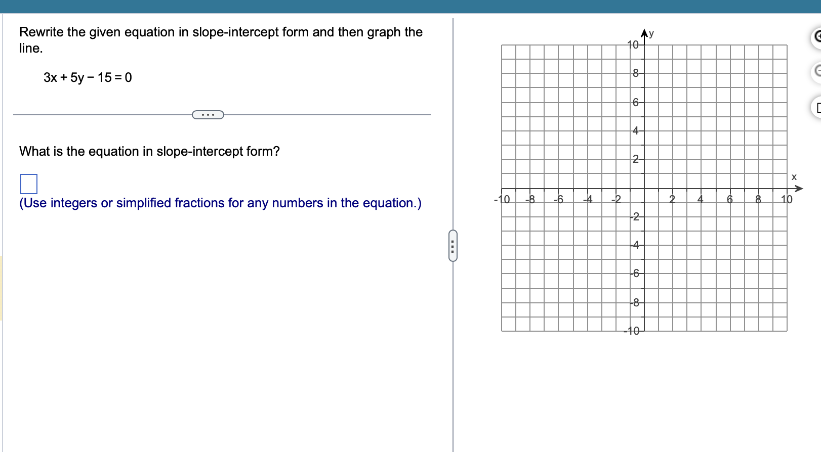 Solved Rewrite the given equation in slope-intercept form | Chegg.com
