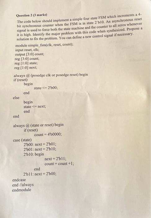 Solved The code below should implement a simple four state | Chegg.com