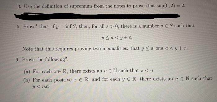 Solved 3. Use the definition of supremum from the notes to | Chegg.com
