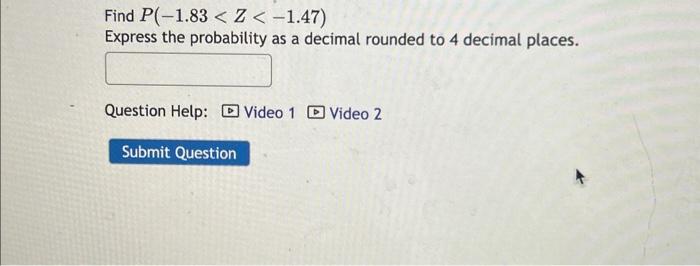 Solved Find P(−1.83 | Chegg.com