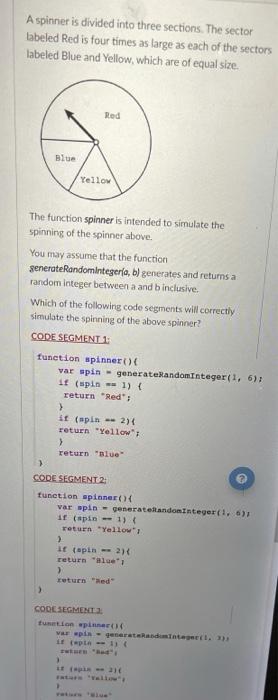 Solved A spinner is divided into three sections. The sector | Chegg.com