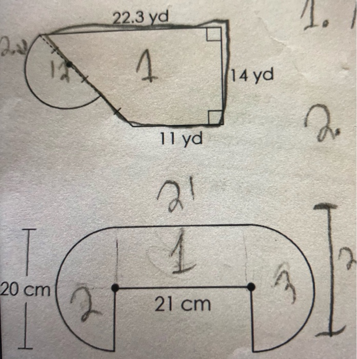 Solved 22.3 yd 1/14 yd 11 yd 20 cm 21 cm | Chegg.com