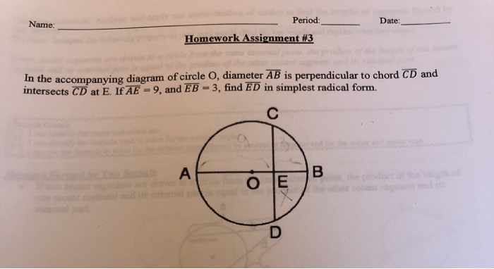 Solved Name: Date: Period: Homework Assignment #3 In the | Chegg.com
