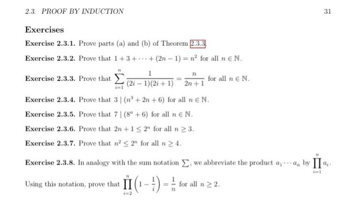 Solved Exercises Exercise 2.3.1. Prove parts (a) and (b) of | Chegg.com