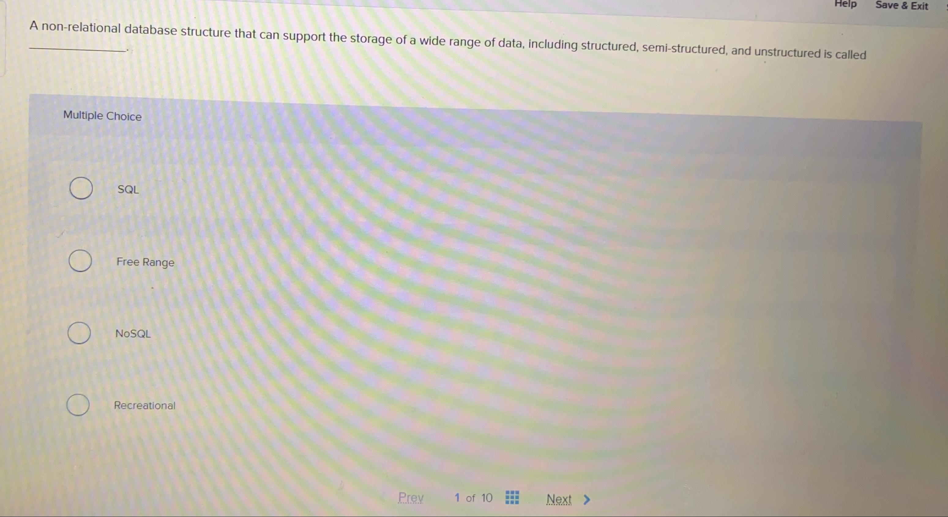 Solved Help Save & ExitA non-relational database structure | Chegg.com