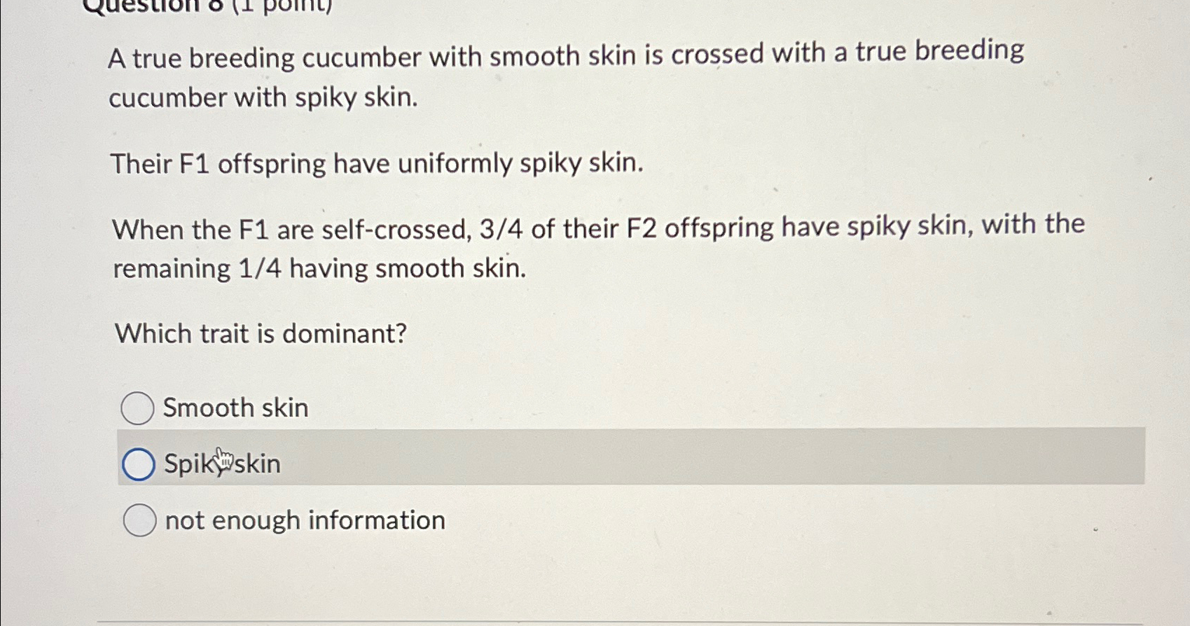Solved A true breeding cucumber with smooth skin is crossed | Chegg.com