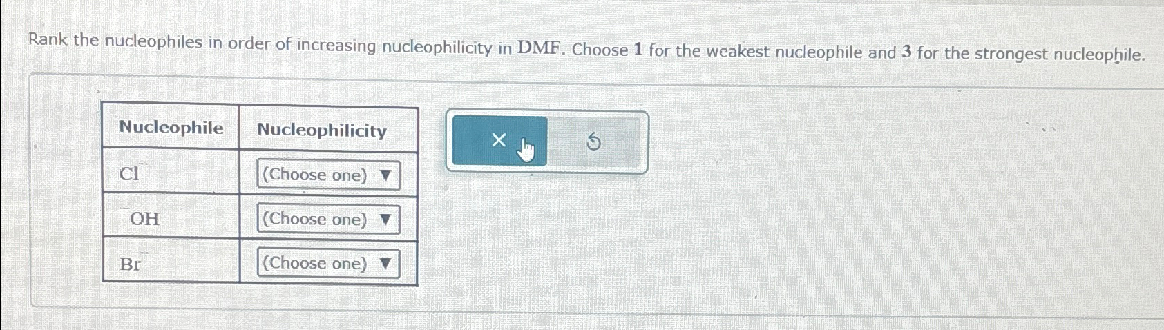 Solved Rank the nucleophiles in order of increasing | Chegg.com