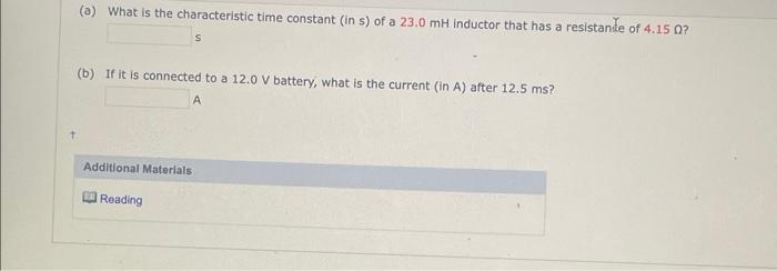 Solved (a) What is the characteristic time constant (in s) | Chegg.com