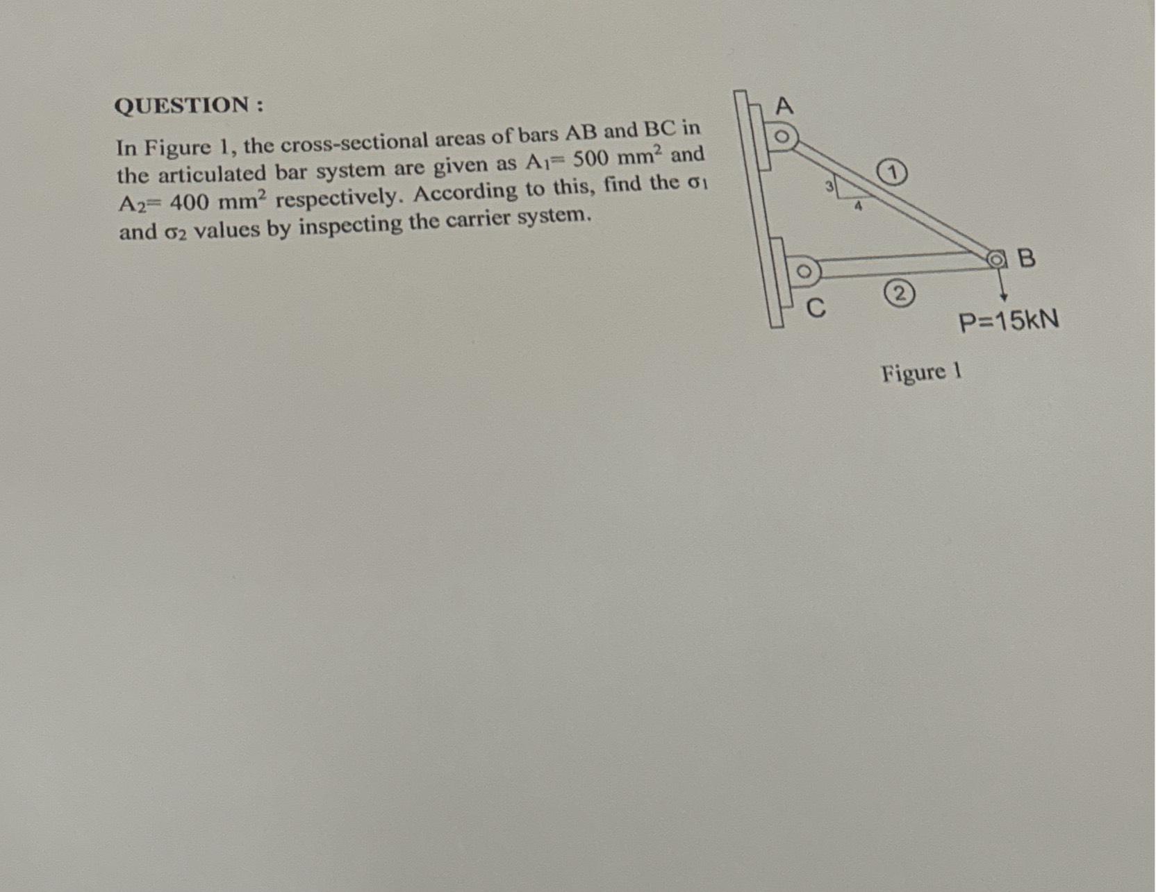 Solved QUESTION :In Figure 1, ﻿the cross-sectional areas of | Chegg.com
