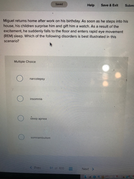 Solved Saved Help Save & Exit Subm Miguel returns home after | Chegg.com