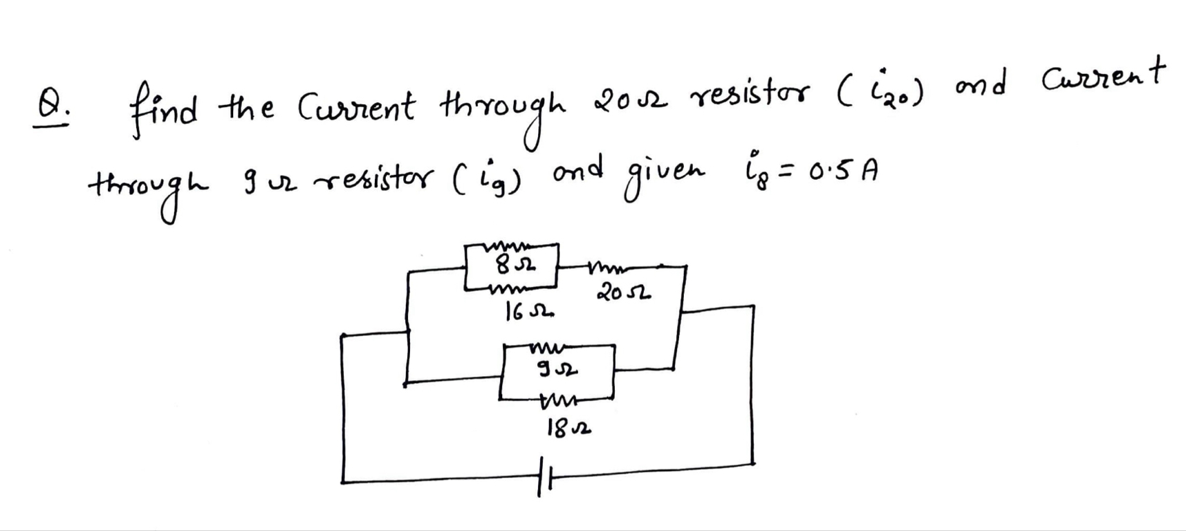 Q. ﻿find the Current through 20Ω ﻿resistor (i20) ﻿and | Chegg.com