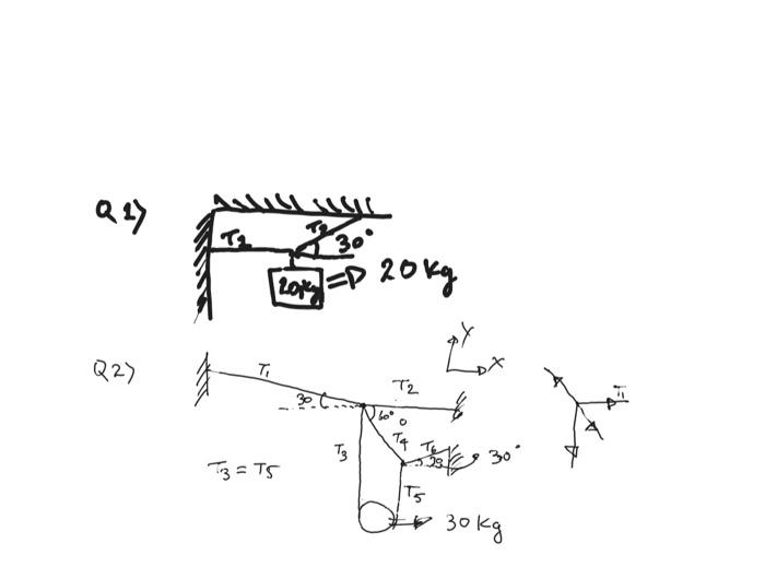 Solved question 1 find tension t1 and t2 question 2 find | Chegg.com