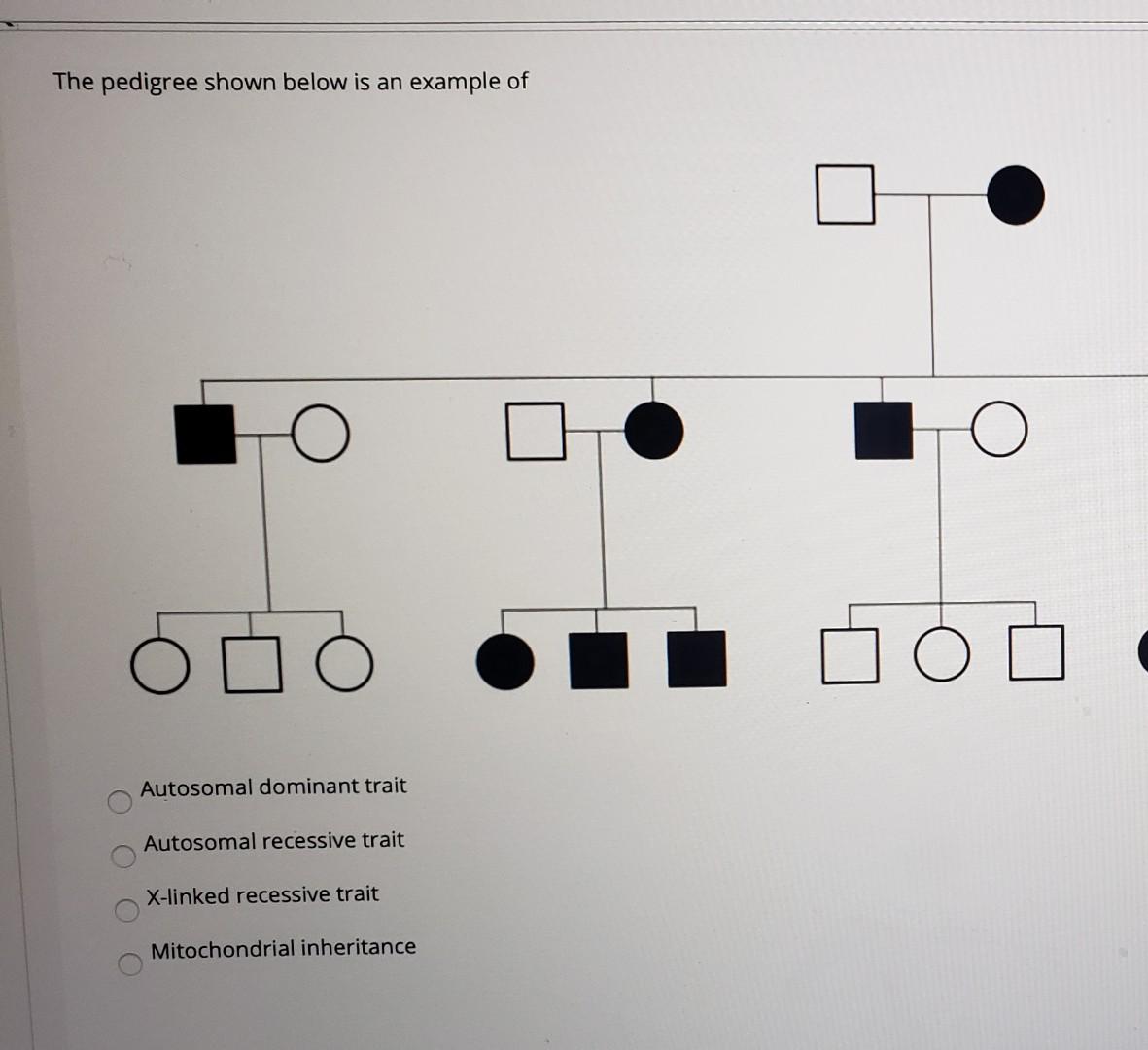 Solved The pedigree shown below is an example of Autosomal | Chegg.com
