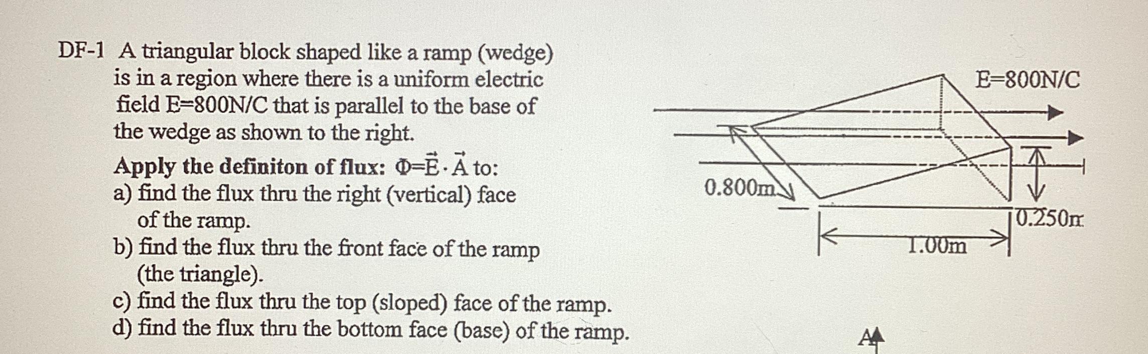 Solved DF-1 ﻿A triangular block shaped like a ramp (wedge) | Chegg.com