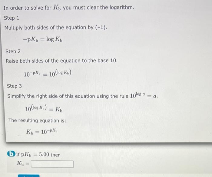 Solved The pKb of a solution is defined by the equation: pK) | Chegg.com