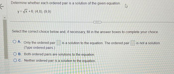 Solved Determine whether each ordered pair is a solution of | Chegg.com