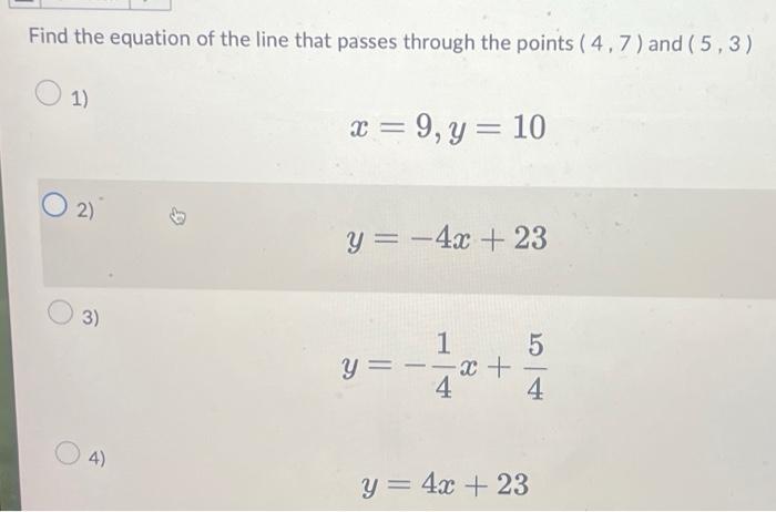 Solved Find the equation of the line that passes through the | Chegg.com