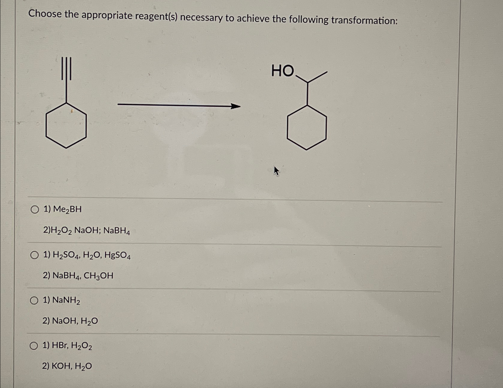 Solved Choose the appropriate reagent(s) ﻿necessary to | Chegg.com