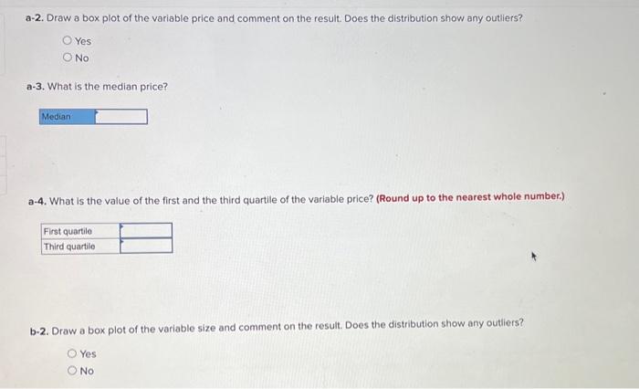 Solved a-2. Draw a box plot of the variable price and | Chegg.com