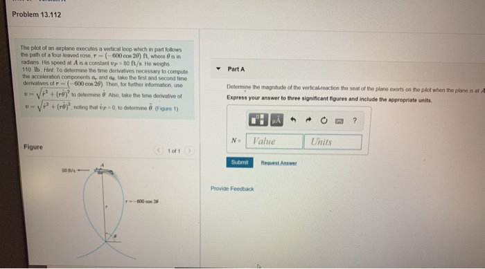 Solved Problem 13.112 The pilot of an airplane executes a | Chegg.com
