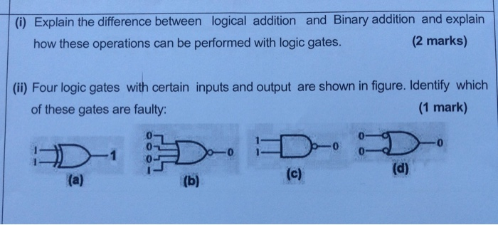 Solved (i) Explain the difference between logical addition | Chegg.com