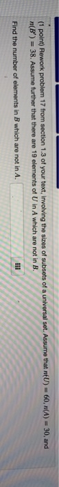 Solved 1 Point Rework Problem 17 From Section 1 3 Of Your