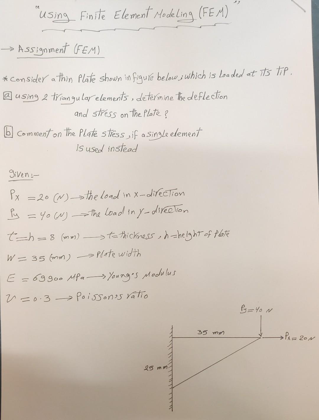 Solved "Using Finite Element Modeling (FEM) → Assignment | Chegg.com
