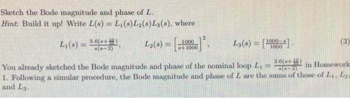 Solved Sketch the Bode magnitude and phase of L. Hint: Build | Chegg.com