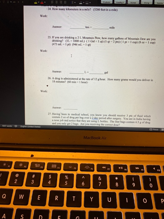 Solved - 24. How many kilometers in a mile? (5280 feet in a | Chegg.com